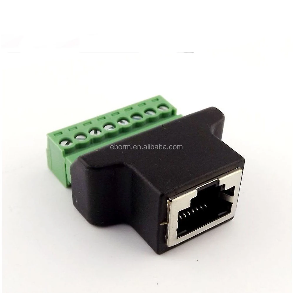 Rj45 Female To 8 Pin Screw Term Block Terminal Connector Cat7 Cat6 ...