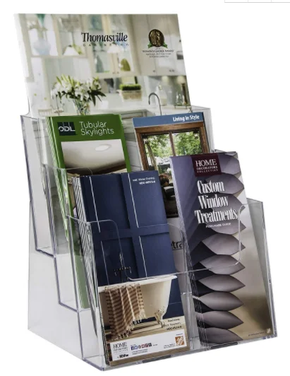 Acrylic Brochure Display Holder - Desktop Or Wall Mount Leaflet Rack ...