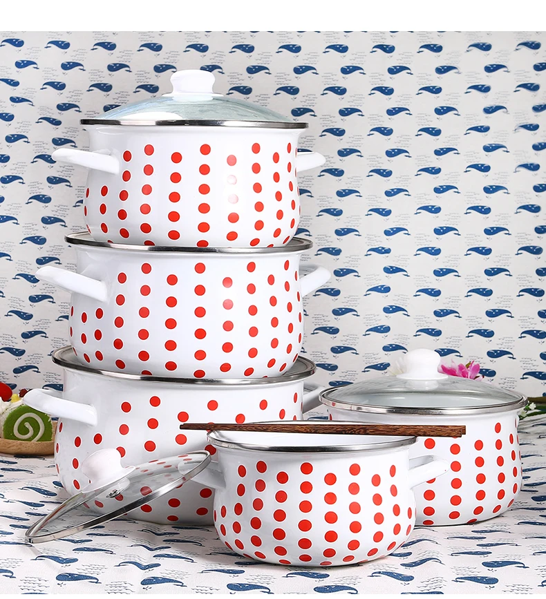China Factory Wholesale Housewares Kitchenware 5 Pcs Enamel Kitchen Pot ...
