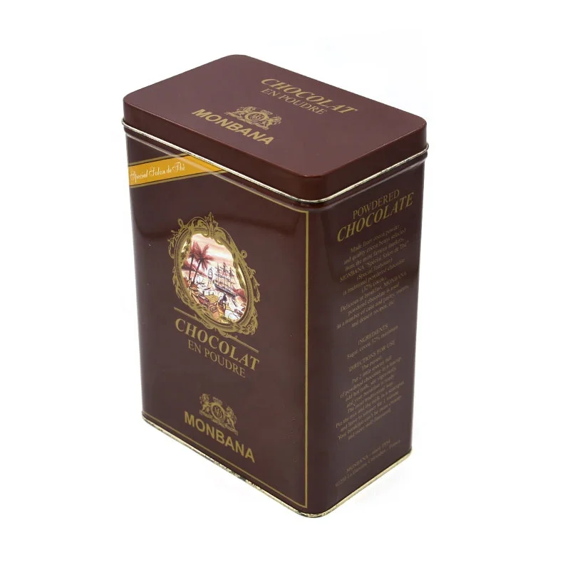 Bespoke Metal Tinplate Box Rectangular Coffee Powder Tin Box With Hinge ...