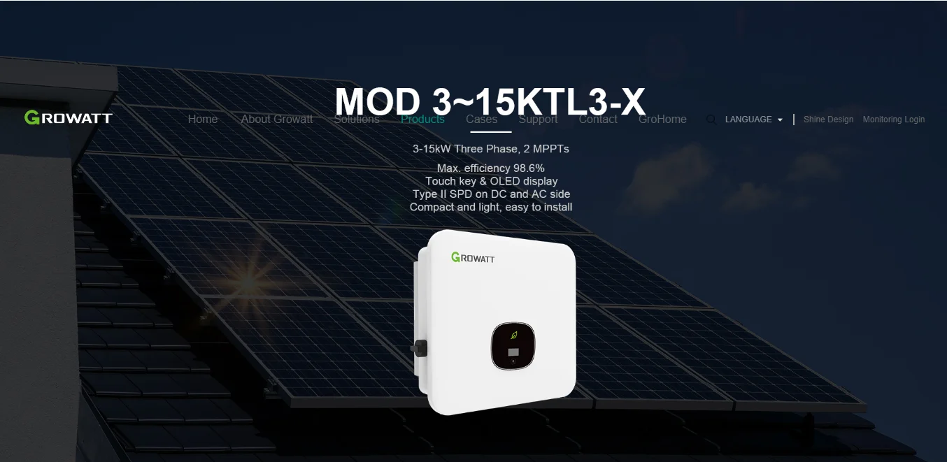 GROWATT MOD 9000TL3-XH Inverter - 2MPPT, 220V/380V, 230V/400V