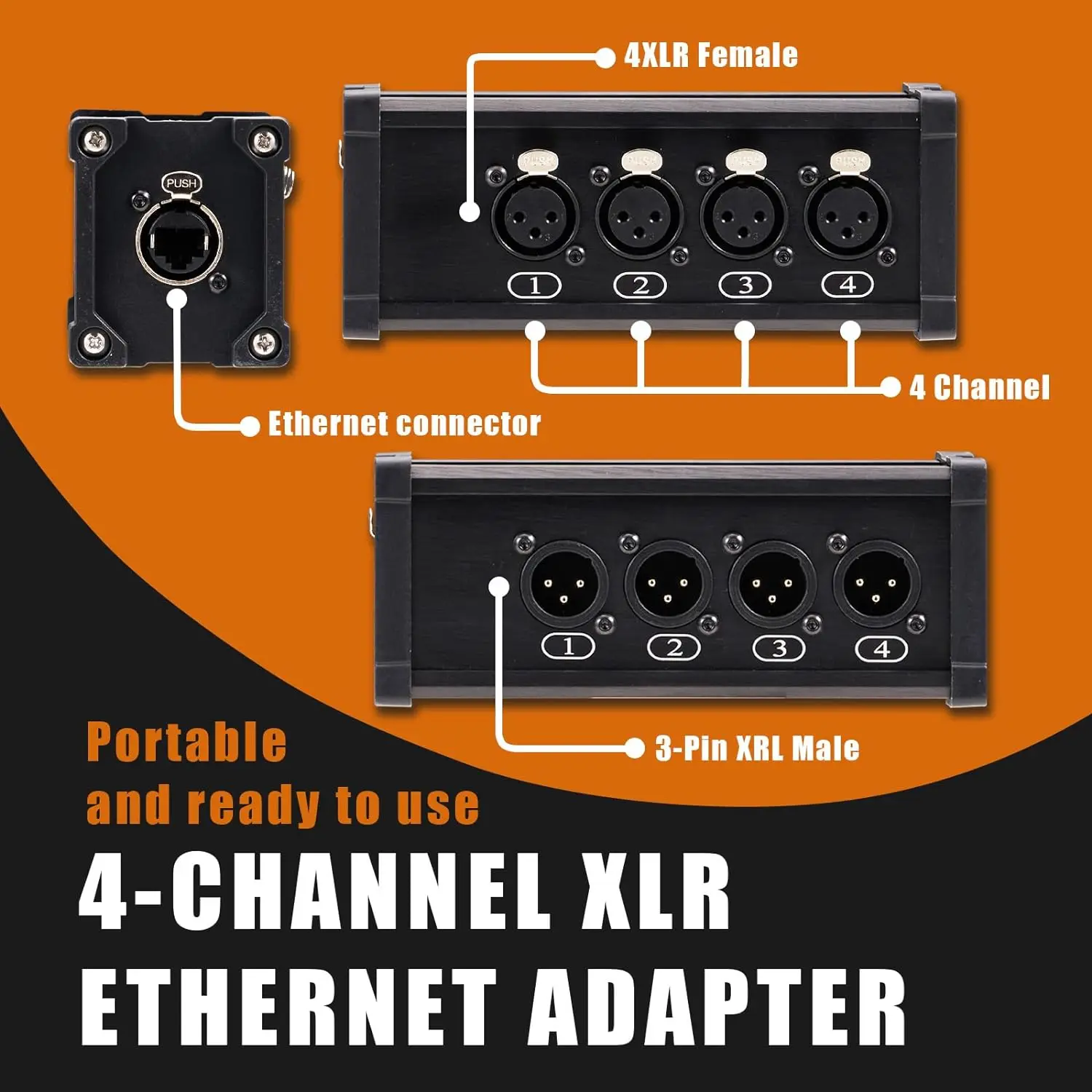 4 Channel 3 Pin Multi Network XLR Cable Breakout Stage Sound Lighting ...