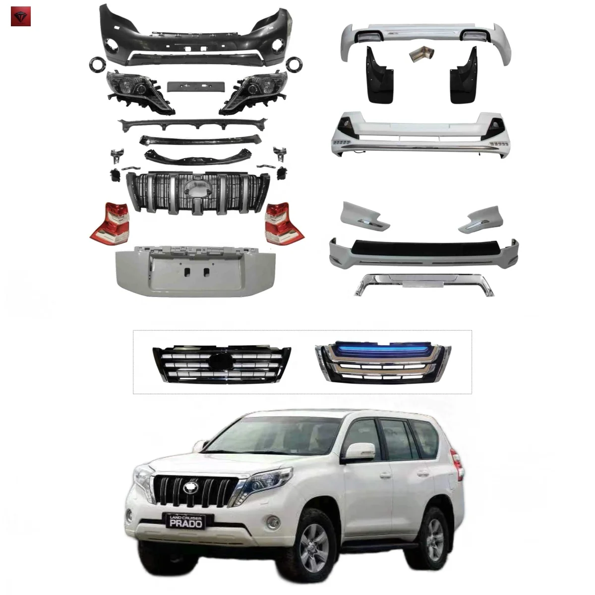 Tkzcrst Conversion Kit Prado 2016 Front/rear Bumper Headlight Grille Upgrade Accessories For ...