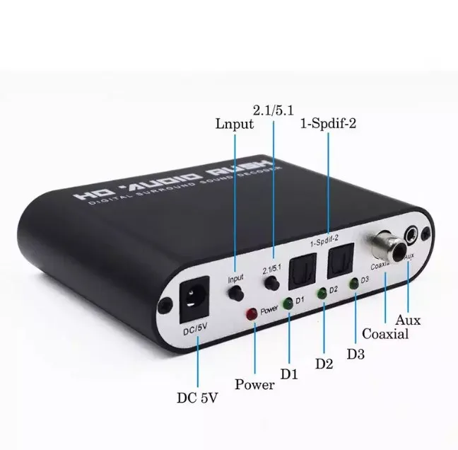 Hd Optical 5.1 Analog Audio Converter Audio Rush Sound Processor Dolby ...