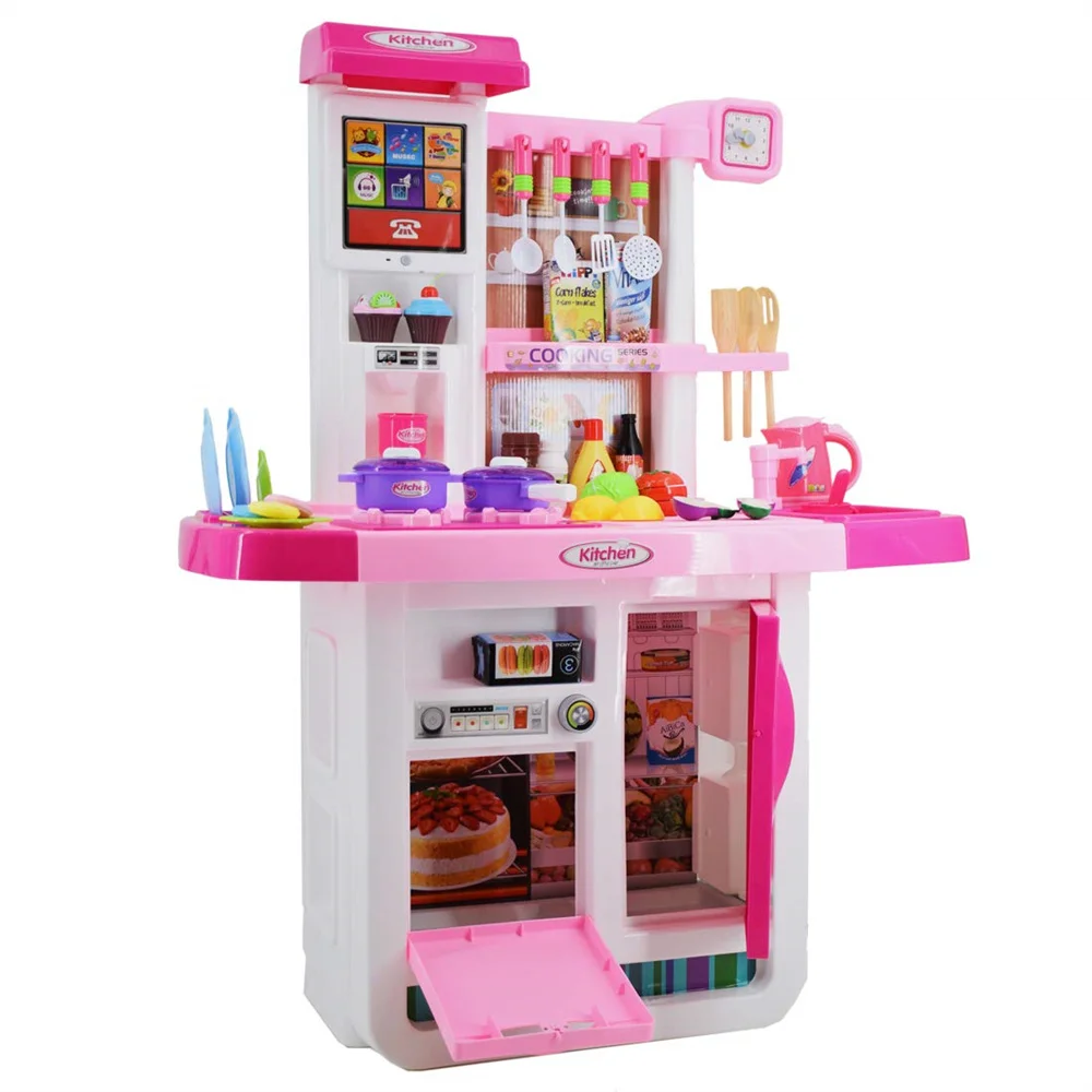 Modern Kitchen Toy Set,Pink Pretend Play Plastic Kids Kitchen Toy For ...