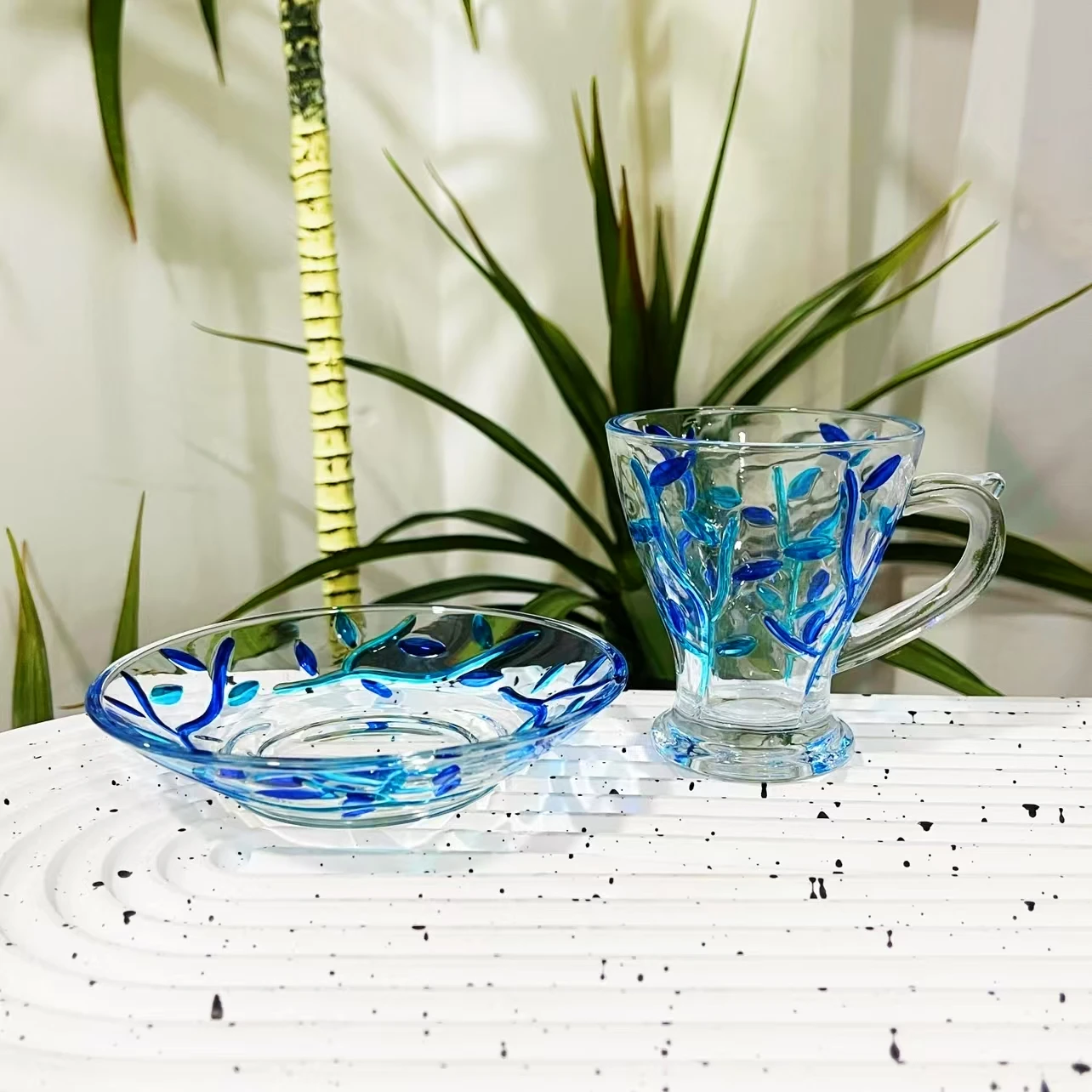 Artificially Painted Crystal Marks Stained Glass Drinkware Set Unique ...