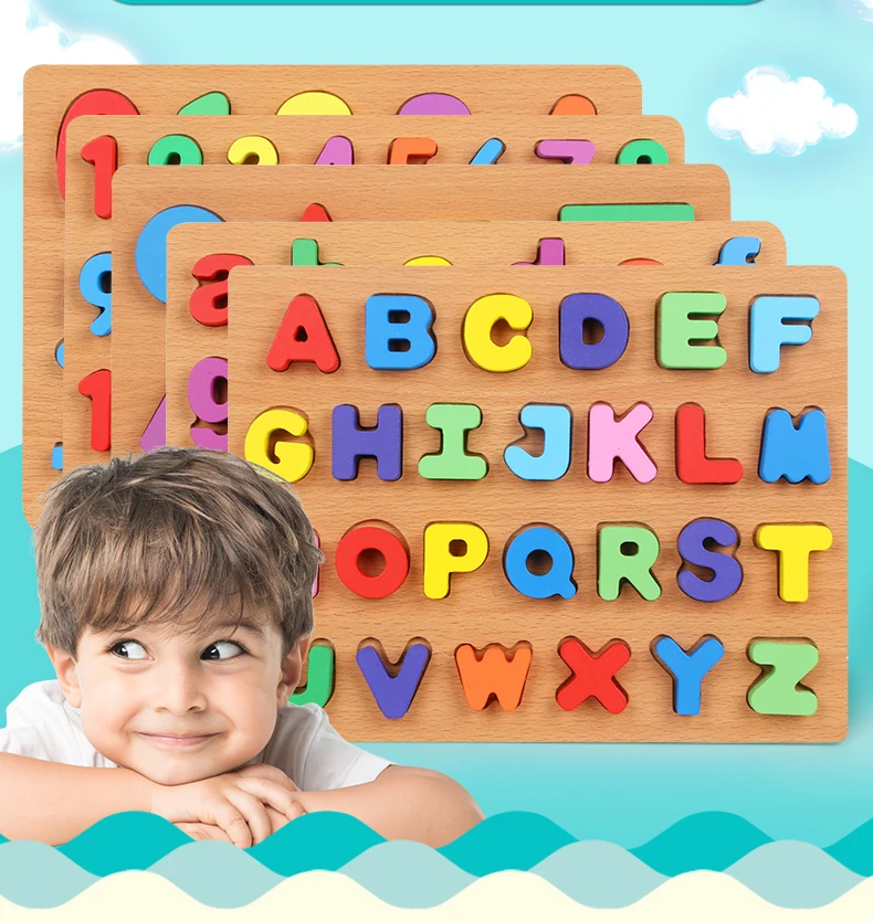 Wooden Alphabet Puzzles Abc Puzzle Board Toddlers Preschool Boys Girls ...