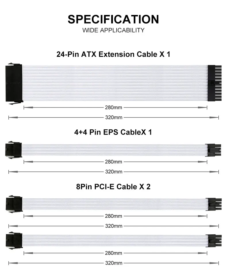 High Quality Cables Extension Kit Psu Cable Extension Cpu Power Supply ...