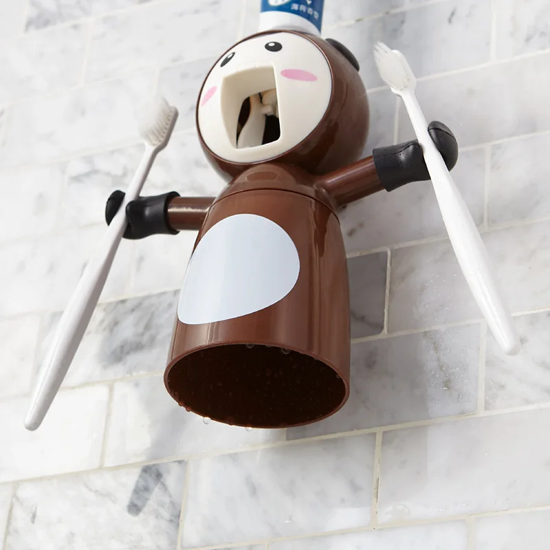 Creative Cartoon Kids Wall Mounted Toothpaste Dispenser Cute Toothbrush ...