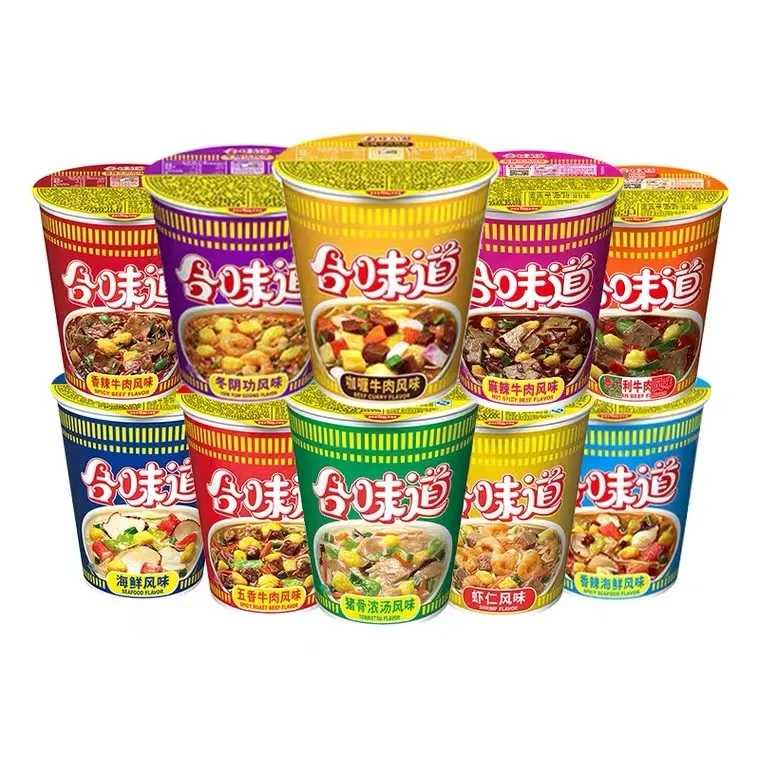 Instant Noodles Mini Cups Snacks Seafood Spiced Beef Pork Bone Thick ...