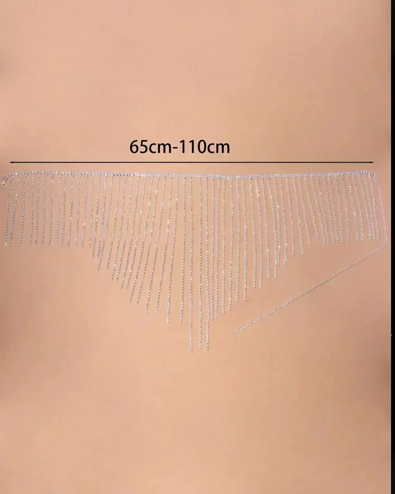Dainty Fashion Sparkling Rhinestone Line Shape Waist Chain Body ...