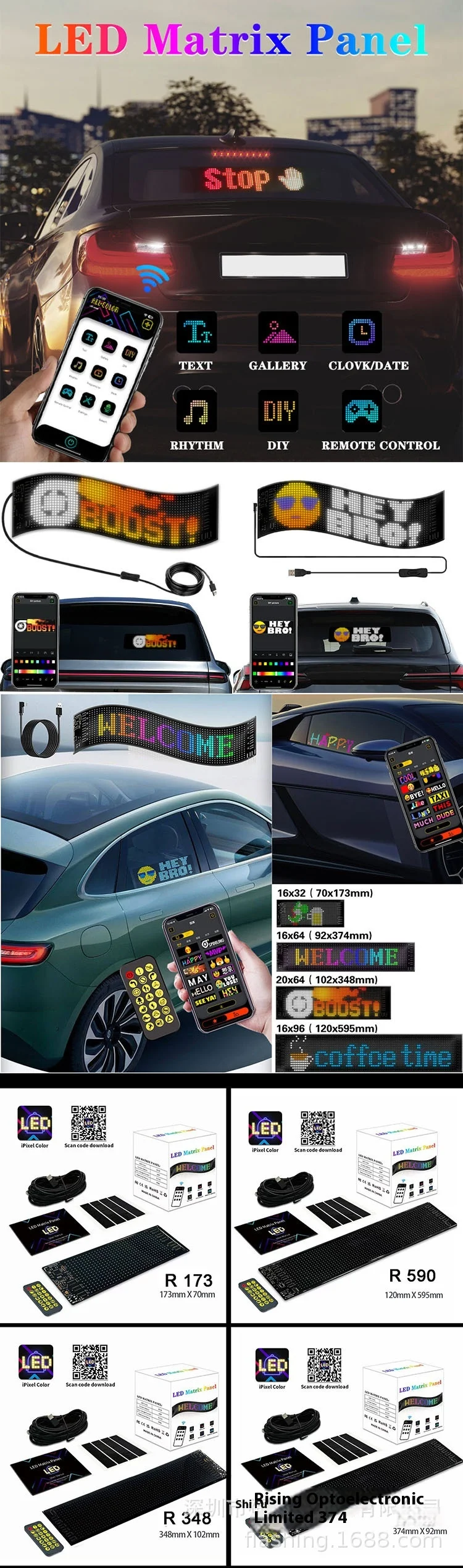 Factory Production Smart Car Sticker Flexible Demon Eye LED Display ...