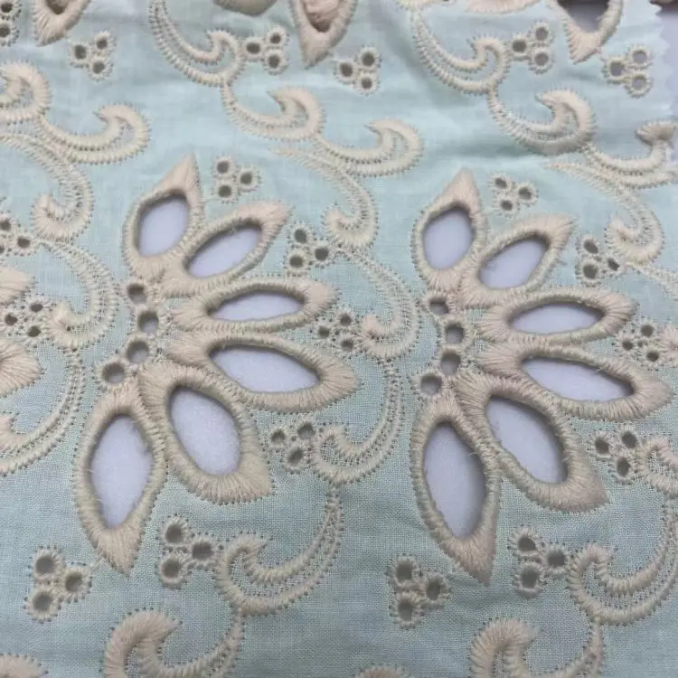 Flower 100% Cotton Custom Eyelet Embroidery Fabric For Dress - Buy ...