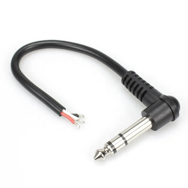 Right Angle 6.35mm Stereo Jack Plug Cable With Open Wire Trs Right ...