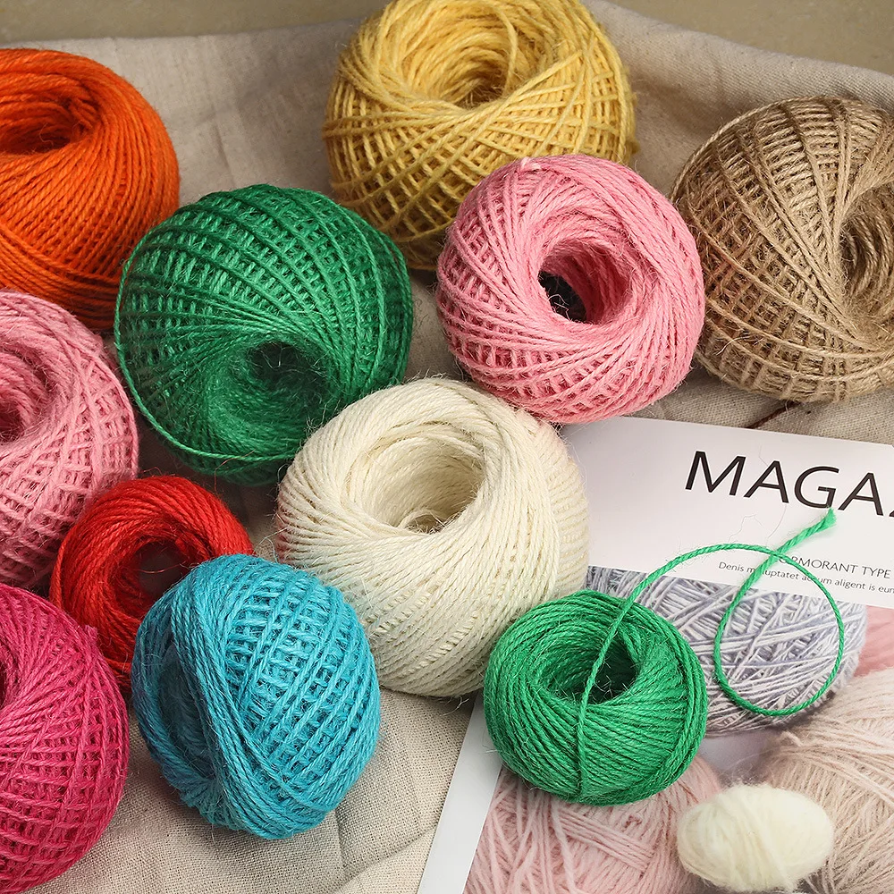 3 Strand Jute Rope Twist Cord 100% Recyclable 2mm--50mm Dyed Color ...