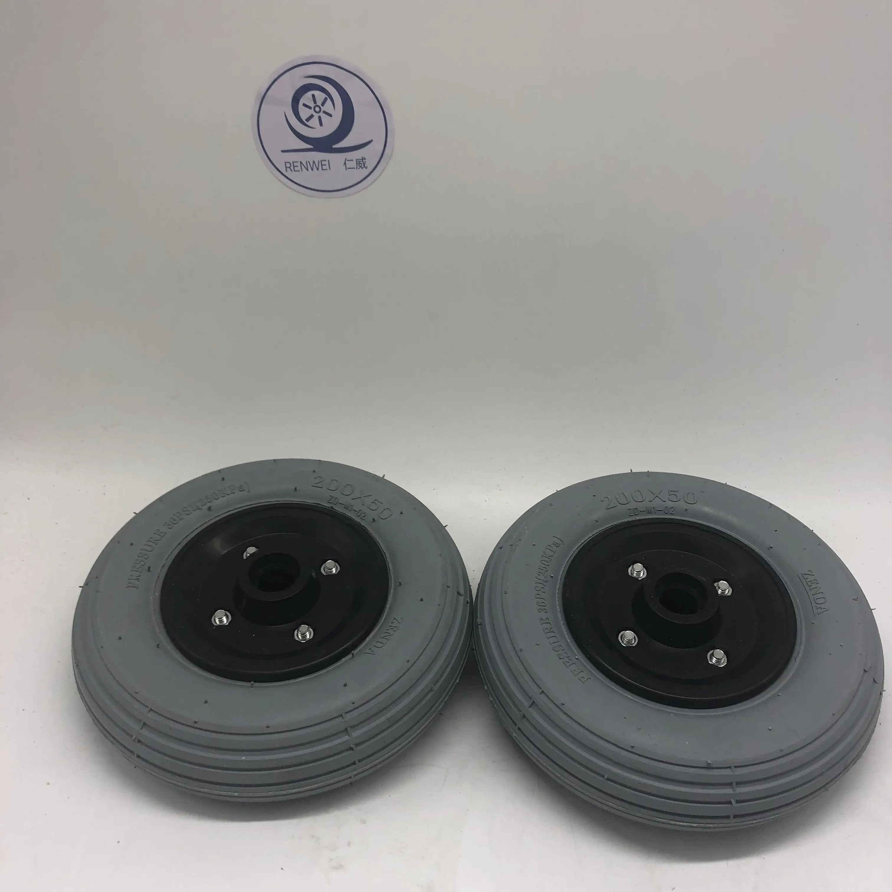 200x50 Wheelchair Gray Rubber Pneumatic Wheel 8 Inch Wheelchair Front ...