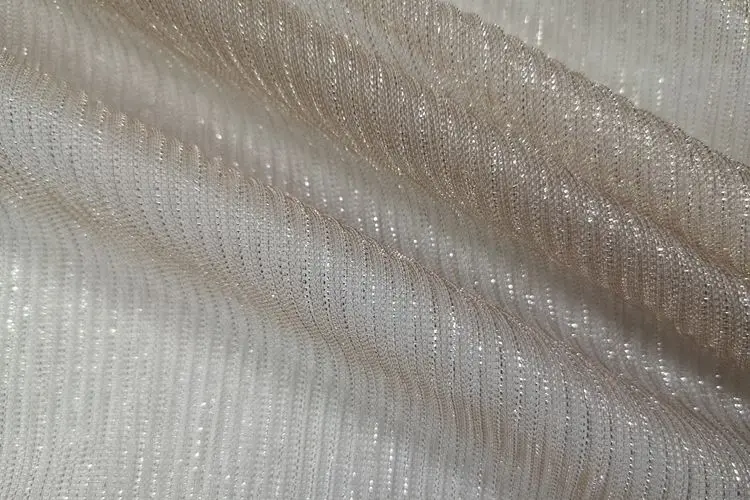 100% Polyester Shiny Silk Lurex Pleated Mesh Two Tone Mesh Pleated ...