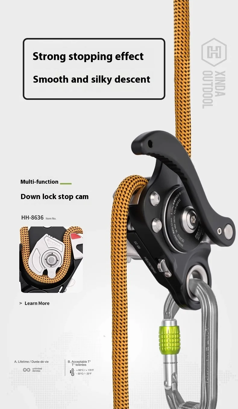 Xinda Third Generation H Series H5Pro Rescue Version Anti-Panic Hand-Controlled Stop Descender ...