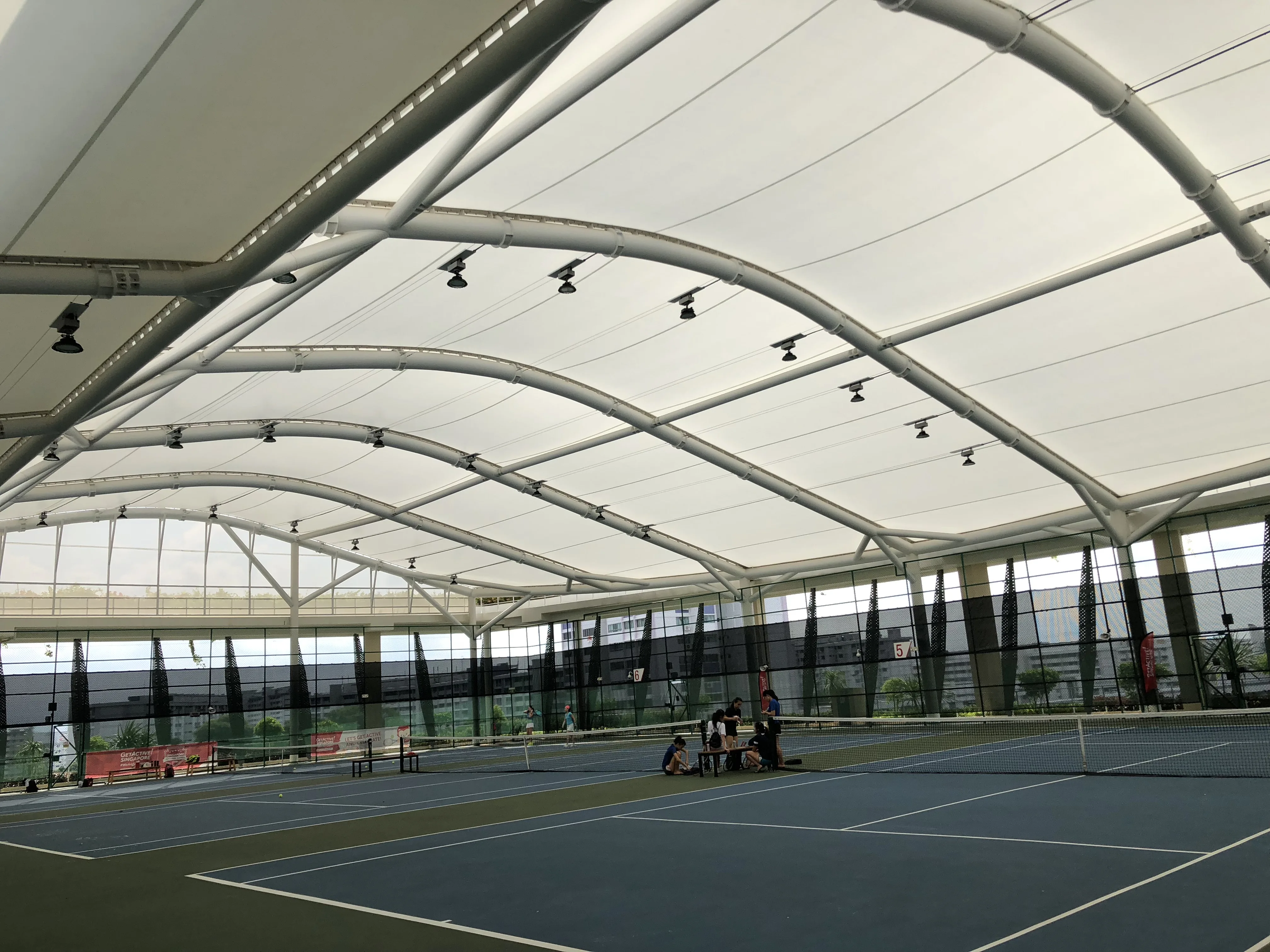Prefab Steel Truss Frame Tennis Court Cover Pvdf Tensile Membrane ...