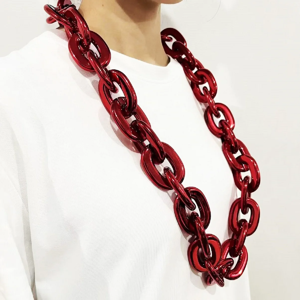 Acrylic Link Chain Hip Hop Style Necklace & Keychain Necklace Oem