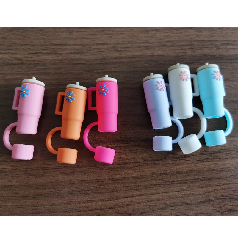 New Arrival Silicone Straw Dust Toppers Multicolored Tumbler Cup Shape ...