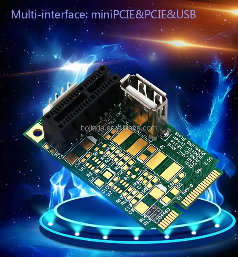Mini PCIe MPCIe Interface to PCI-E 1X Slot & USB 2.0 Connector Adapter ...