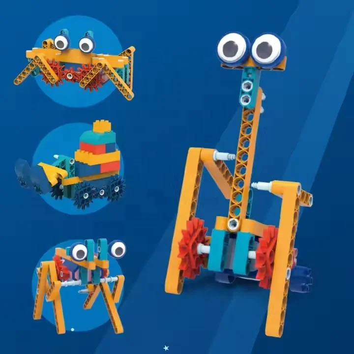 STEM Building Block Set with Electric Motor - 180pcs Engineering Toy