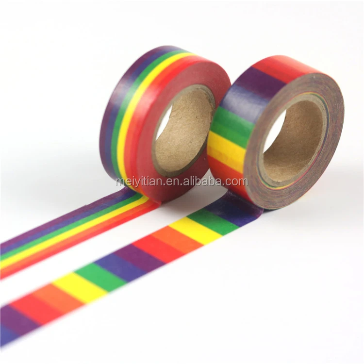 Rainbow Washi Tape 15mmx10m Colorful Adhesive Masking Tapes Sticky ...
