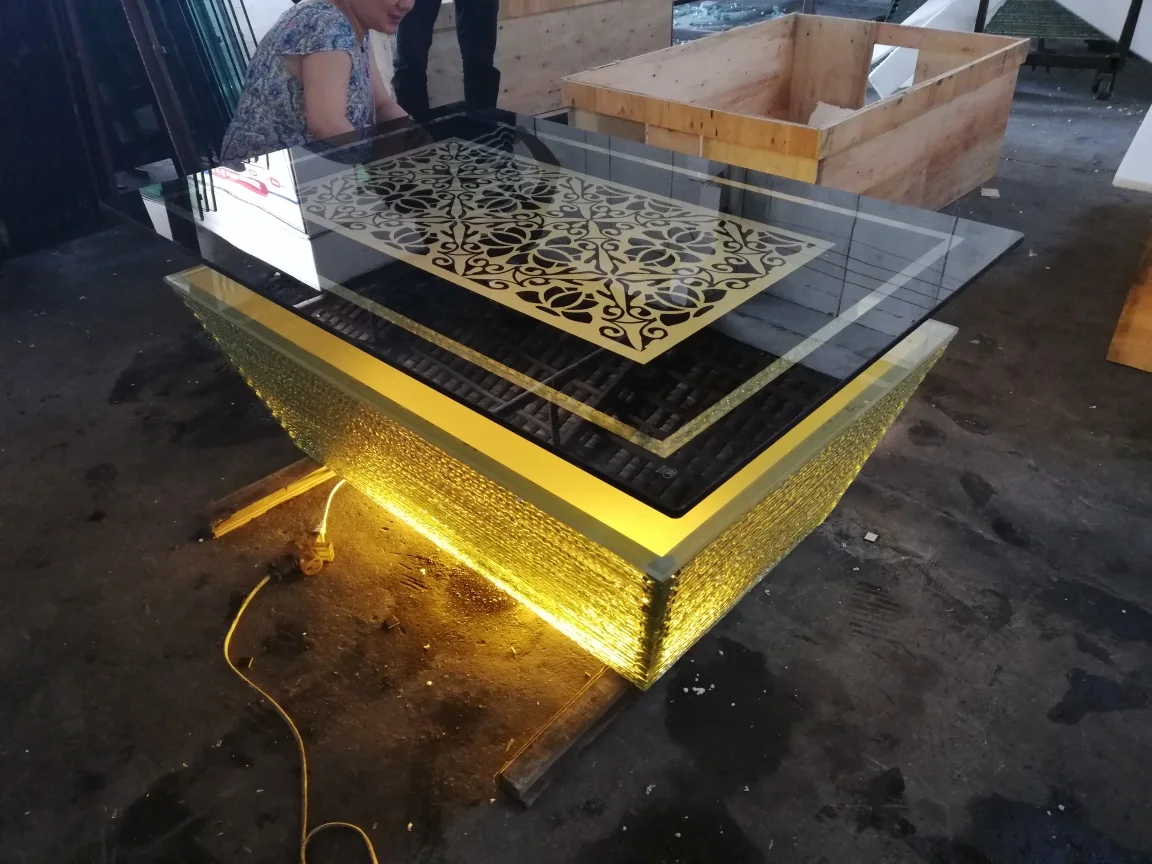 Contemporary LED Interactive Glass KTV Bar Table for Events