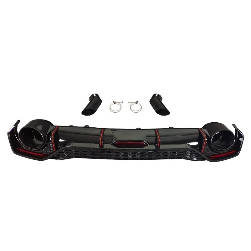 Car Bumper Rear Diffuser Rs7 Rear Diffuser With Tail Pipe Gross Black ...