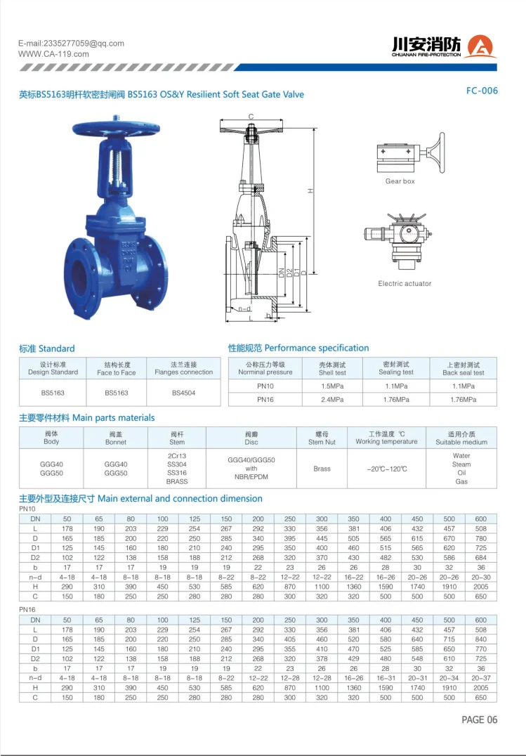 Flat Pn16 Rising Spindle Gate Valve Dn150 - Buy Flat Gate Valve,Pn16 ...