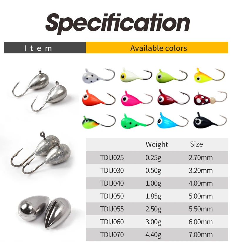 Custom Hook Size Unpainted Tear Drop Ice Jig Tungsten Raindrop Ice Jig ...