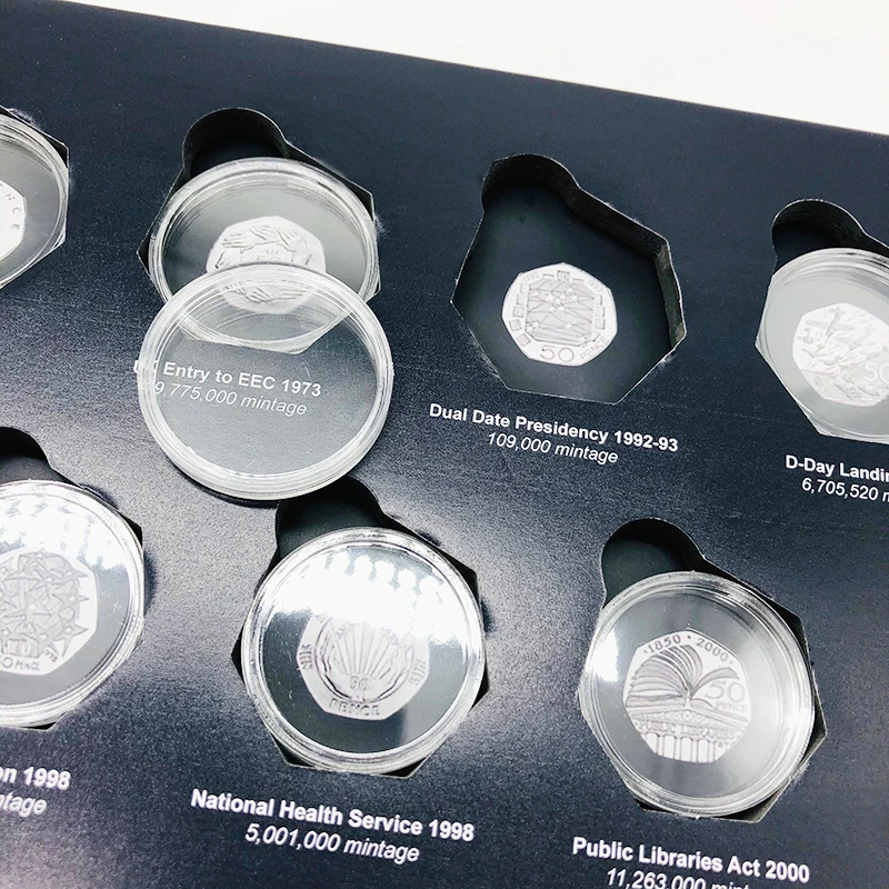 2020 Luxury Hardcover Uk 50 Pence Coin Collecting Album 59 Positions ...