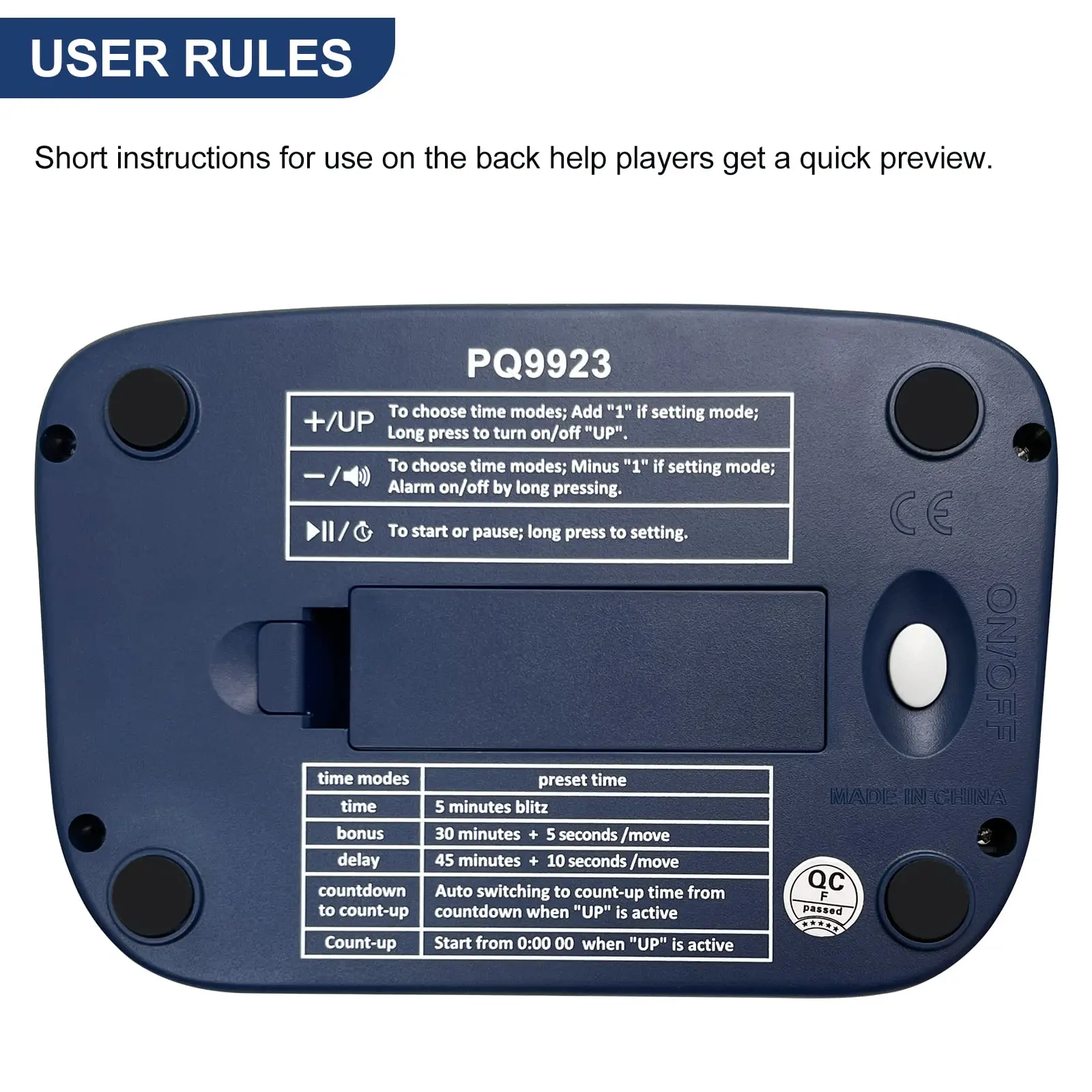 Blue Chess Clock Large Digital Chess Timer For Chess Board Game With ...