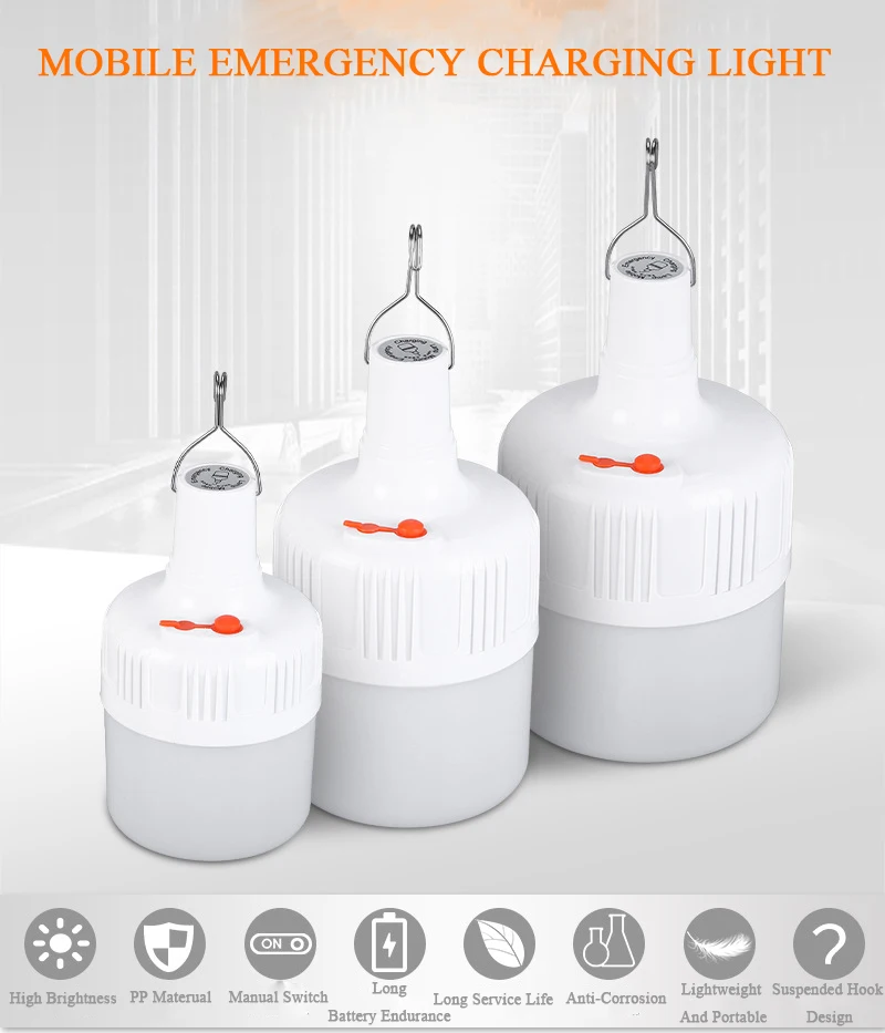 Portable Rechargeable Emergency LED Light with Solar Panel