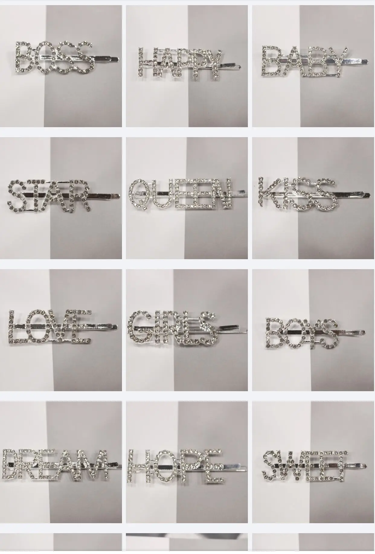 Hair Clip With Letters Hair Pin Bling Alphabet Rhinestone Women Word ...