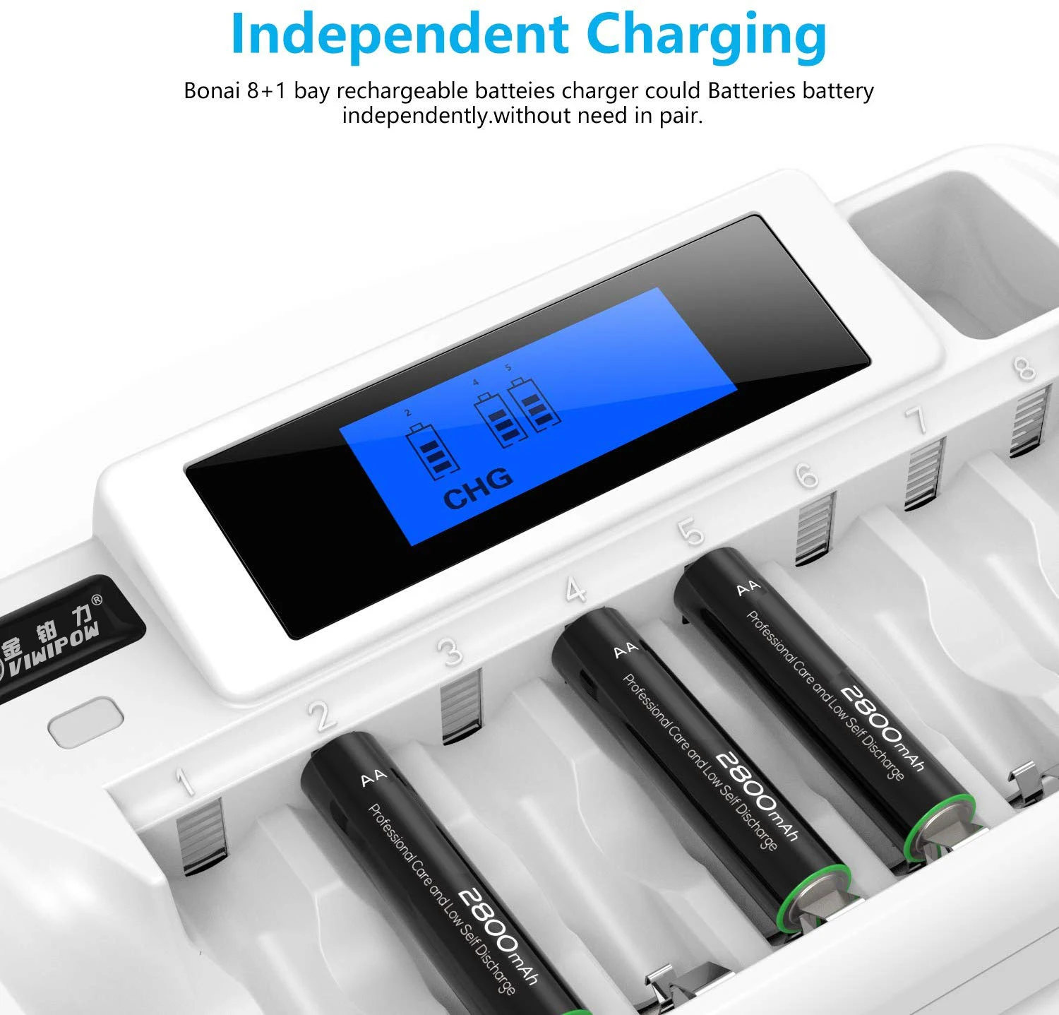Aa Rechargeable Battery Charger 8-bay Smart Battery Charger ...