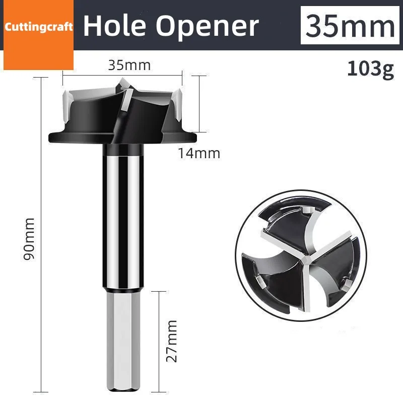 35mm Three-blade Woodworking Alloy Hole Router Bits Drill Bit ...