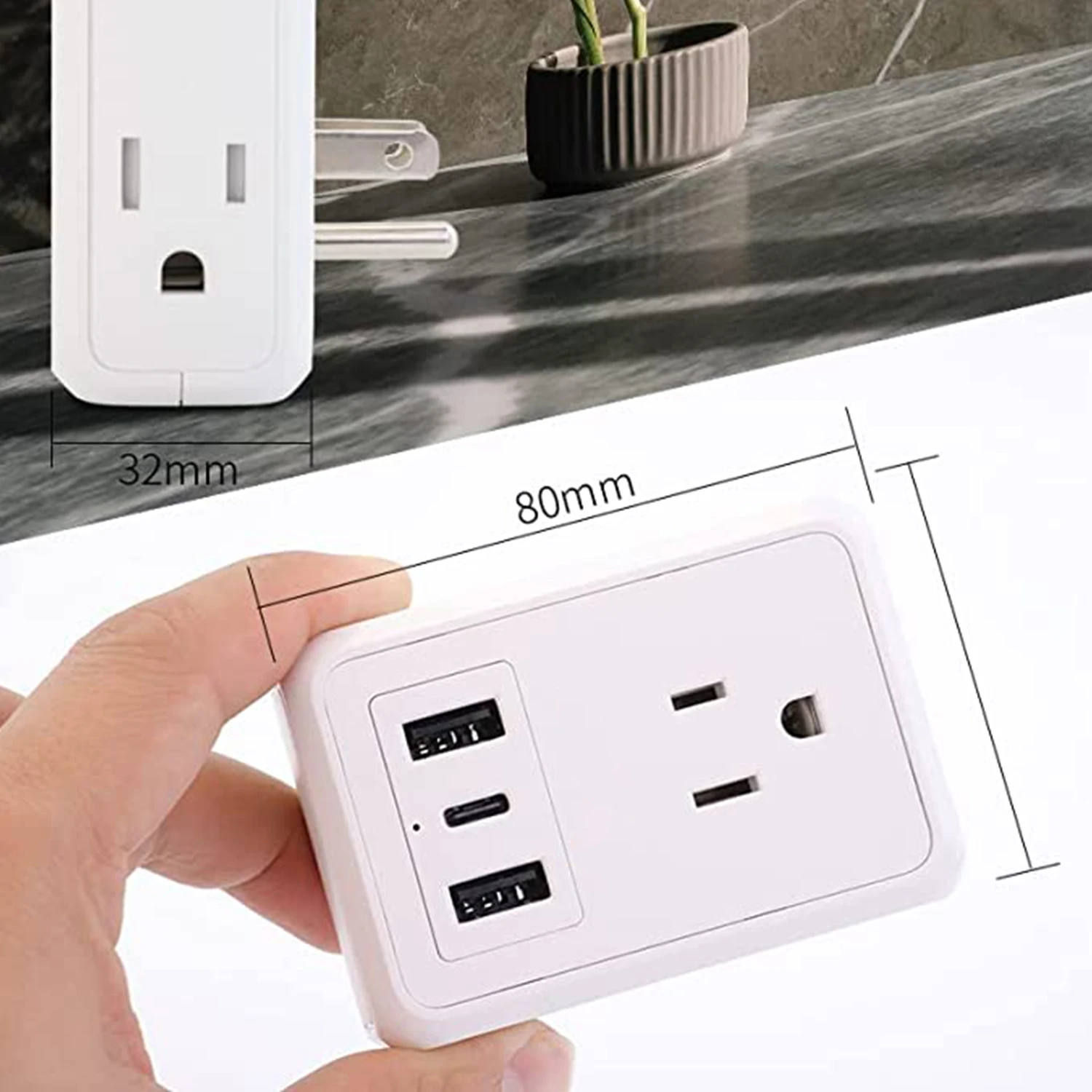 Design US Customizable One-to-Three Multi-Function Wall Socket