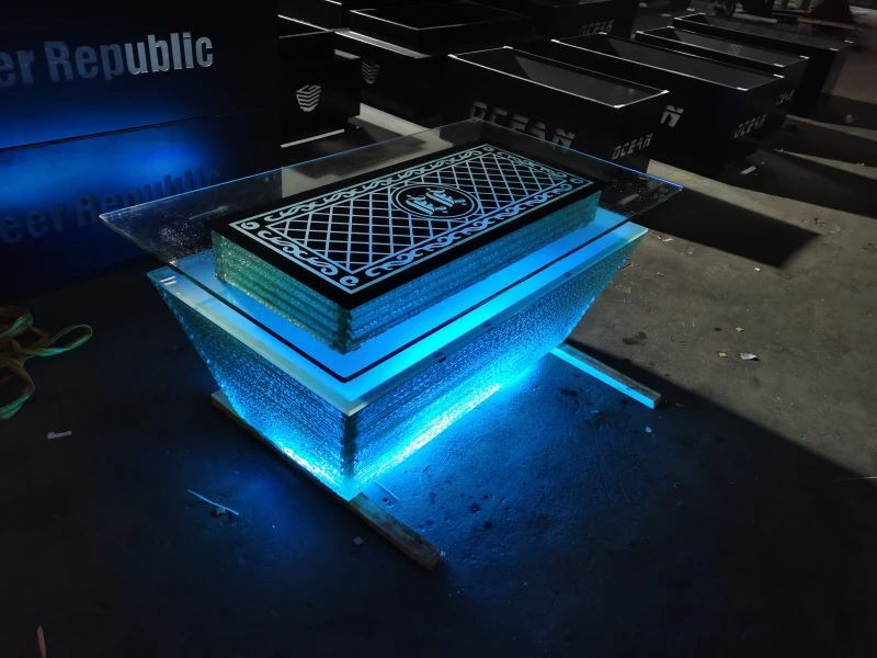 Contemporary LED Interactive Glass KTV Bar Table for Events