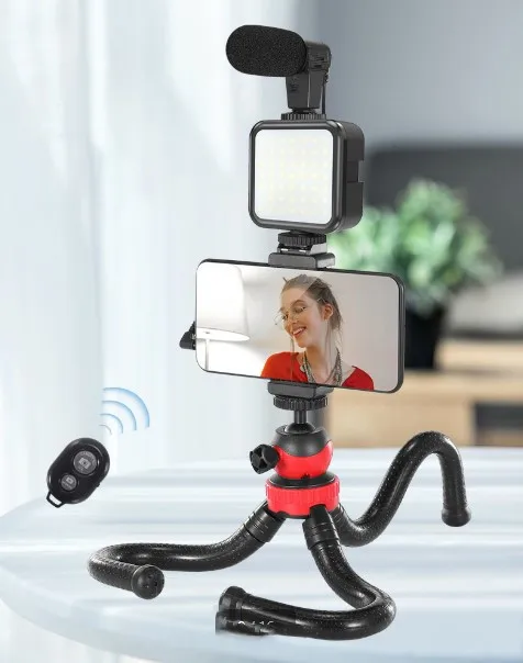 Camera Gear Shotgun Microphone Vlogging Kit With Led Light On-camera ...