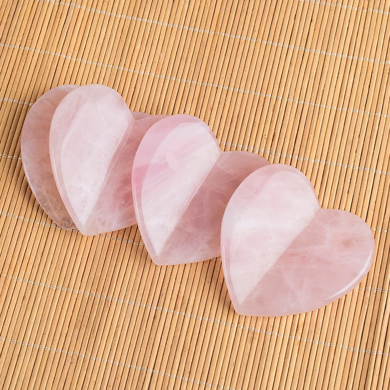 100% Natural Heart Love Shape Guasha Board Rose Quartz Guasha Board ...
