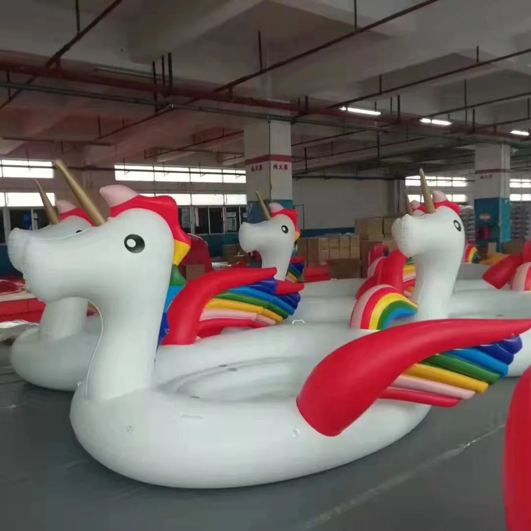 Oversized Unicorn Floating Row Pvc Water Party 6 People Mount Rainbow ...
