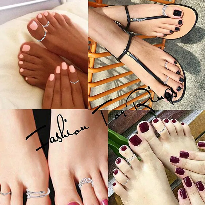 Sexy Carved 8-piece Foot Ring Simple Opening Adjustable Foot Ring Set ...