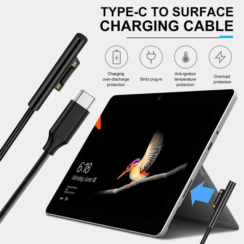 15v Replacement Original Microsoft Surface Connect To Usb-c Type C 3a ...