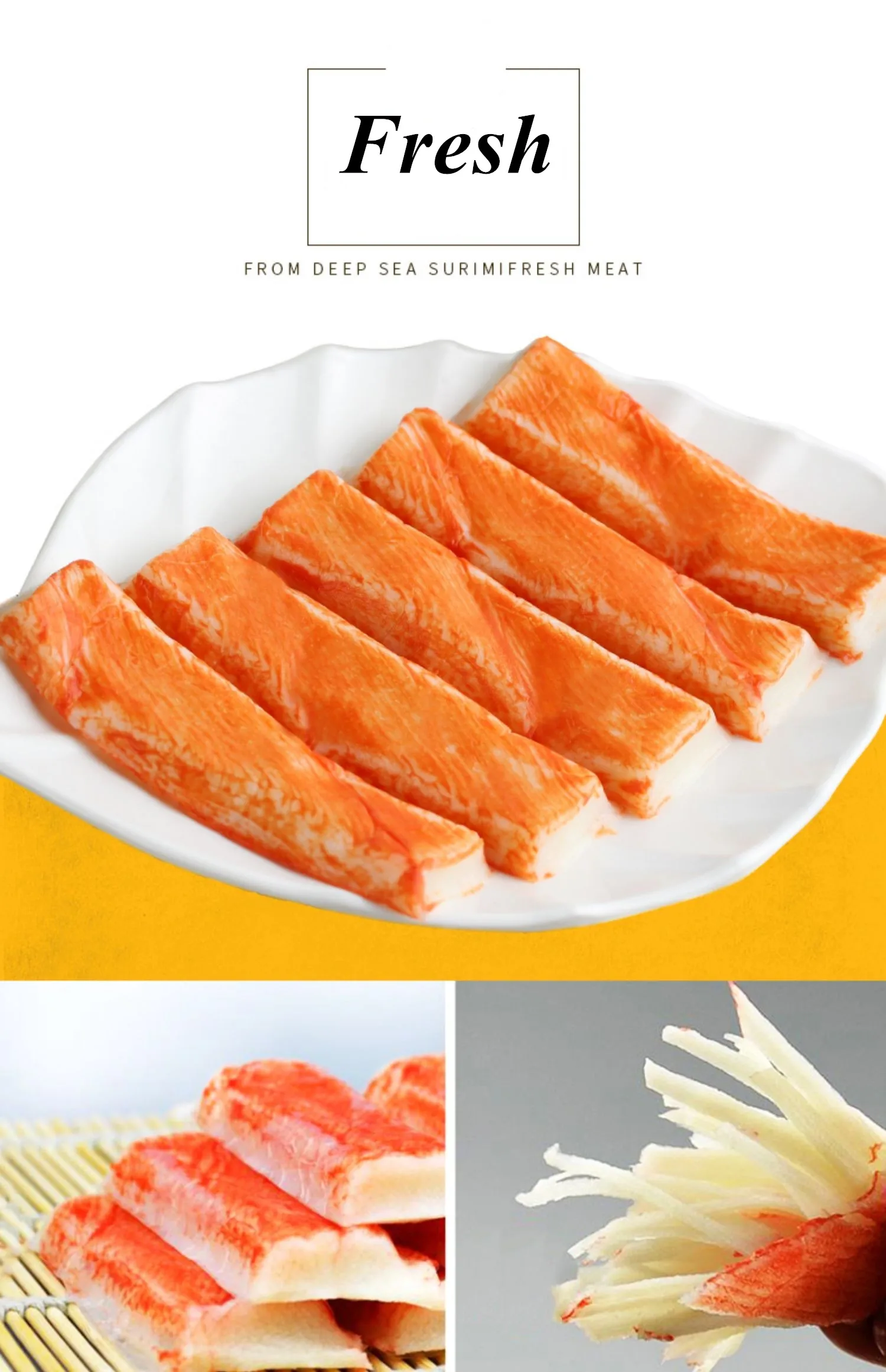 Wholesale Frozen Crab Stick/flake Salad Sushi Hotpot Crab Sticks ...