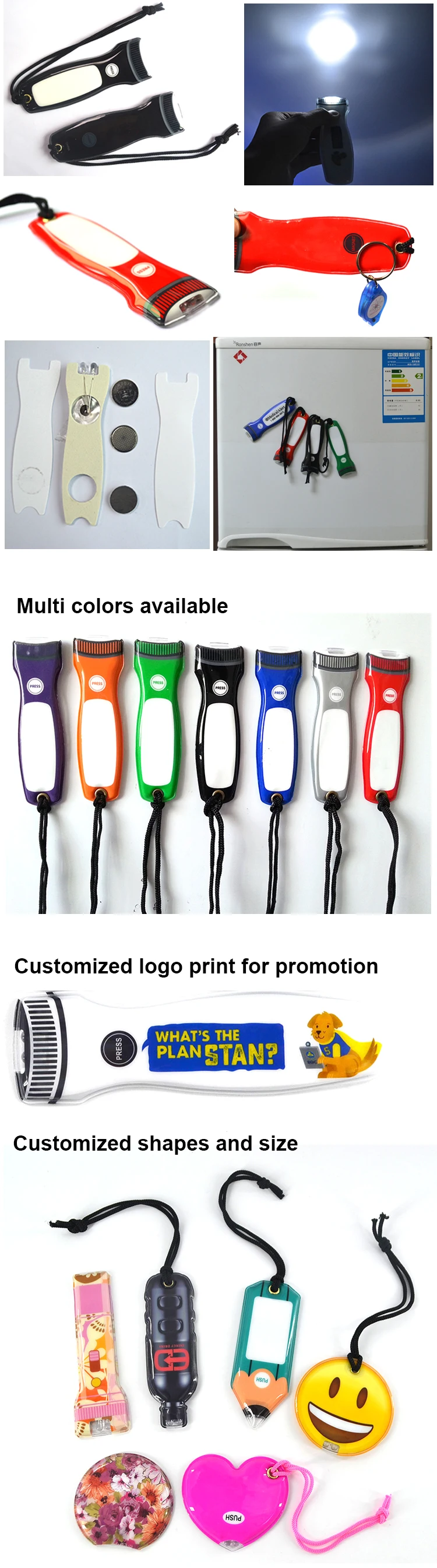 Customized Logo Promotional Flat Pvc Led Flashlight Torch,Mini ...