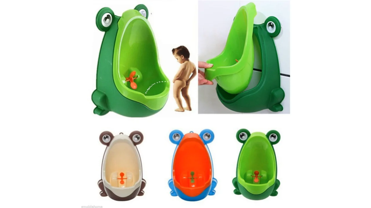 Baby Boy Cute Wall Movable Plastic Frog Potty Toilet Training Stand ...