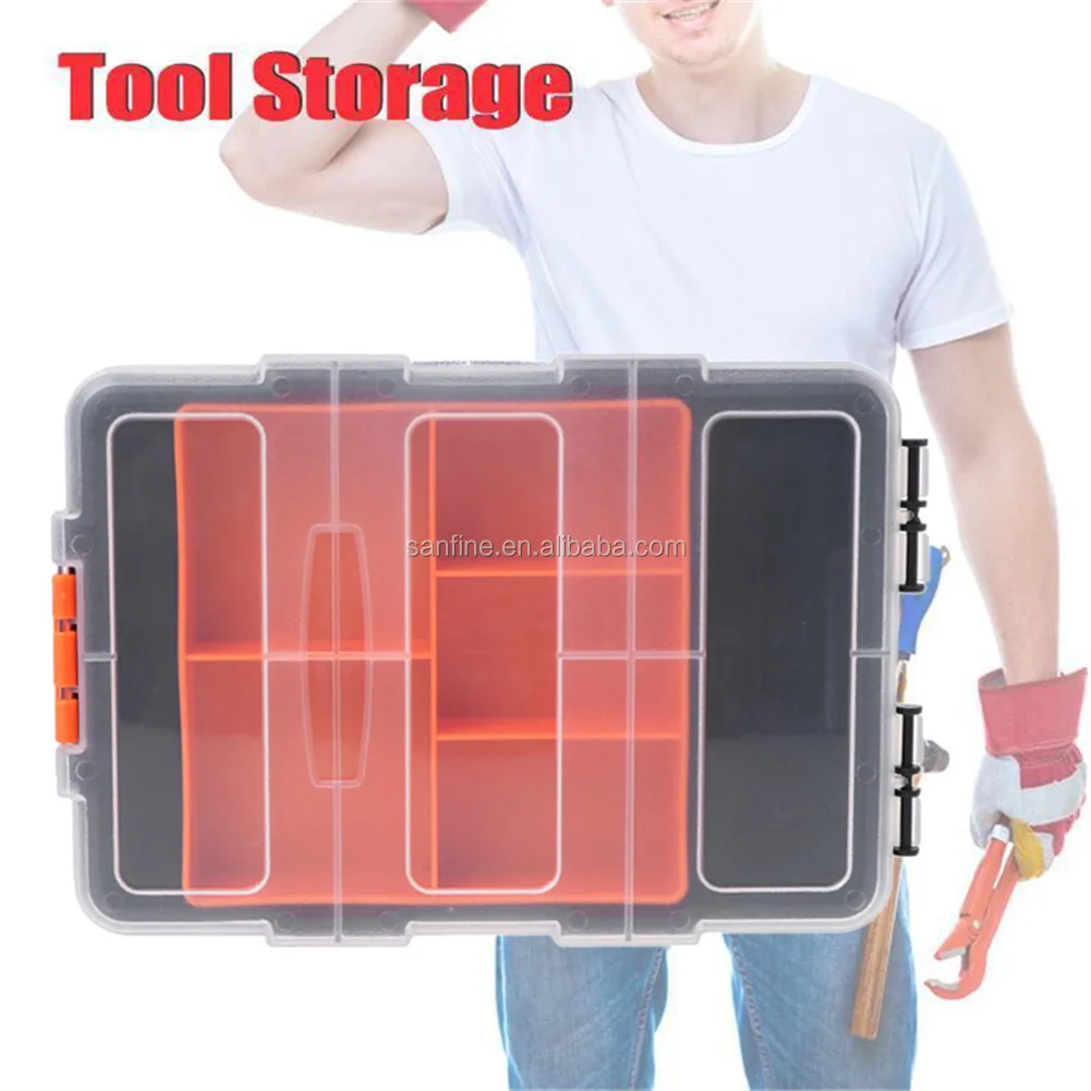 Portable Utility Plastic Tool Box Set with Removable Organizer