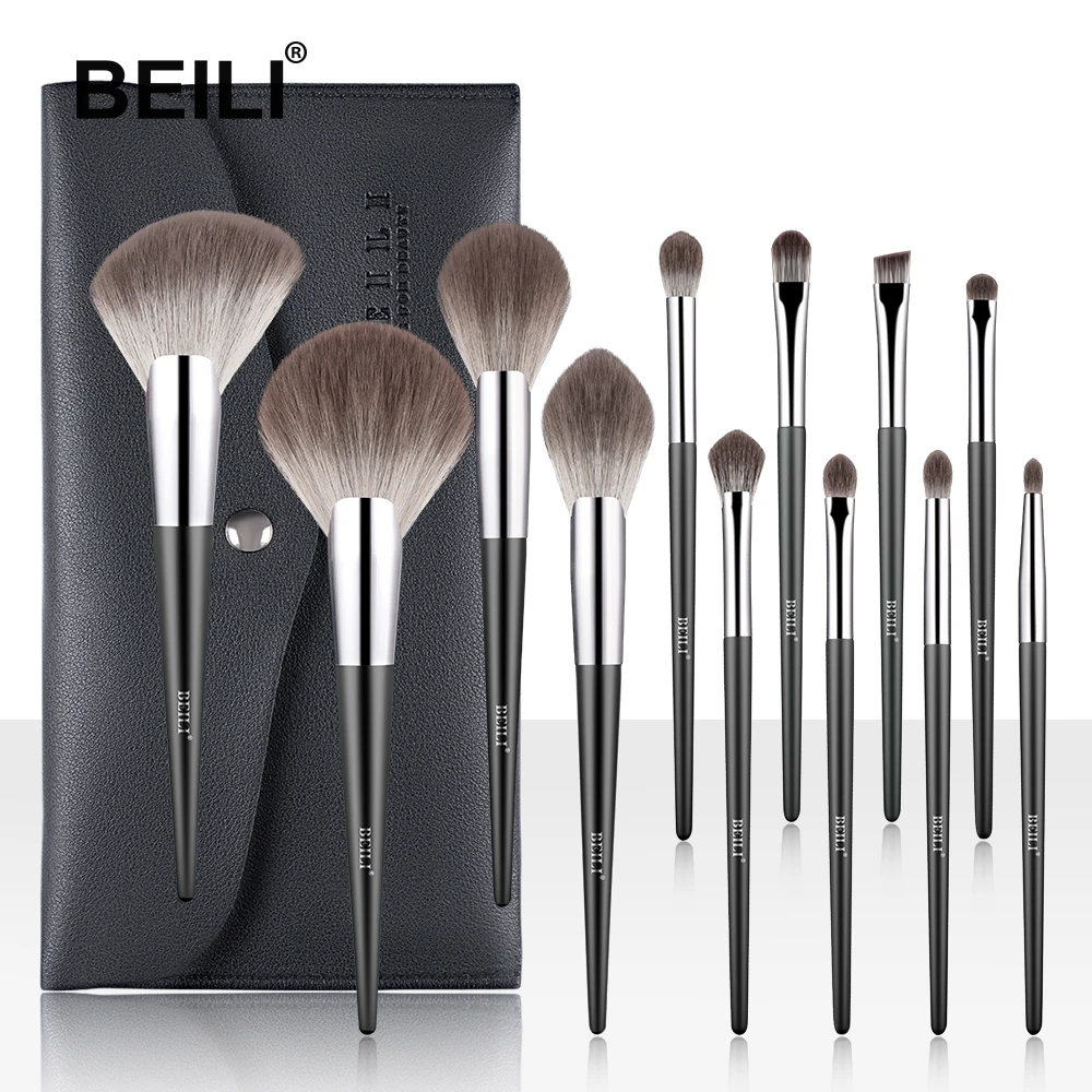 Beili Makeup Brushes Kit With Bag 12pcs Synthetic Hair Brochas De ...